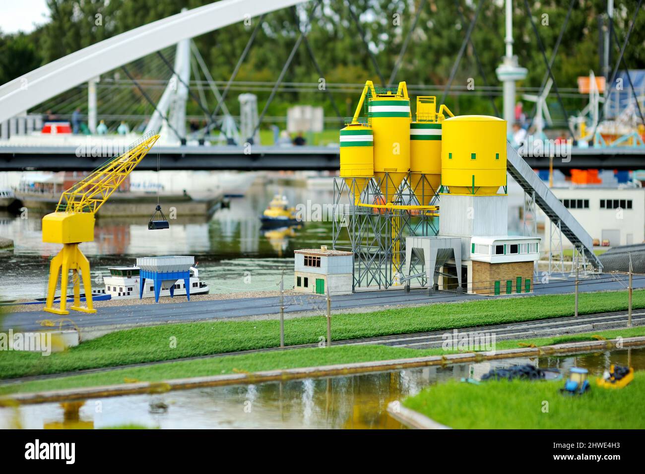 Miniature sea port at Madurodam miniature park, The Hague, Netherlands ...