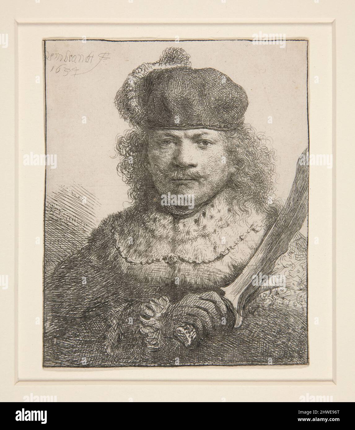 Self Portrait With Raised Sabre Artist Rembrandt Rembrandt Van Rijn
