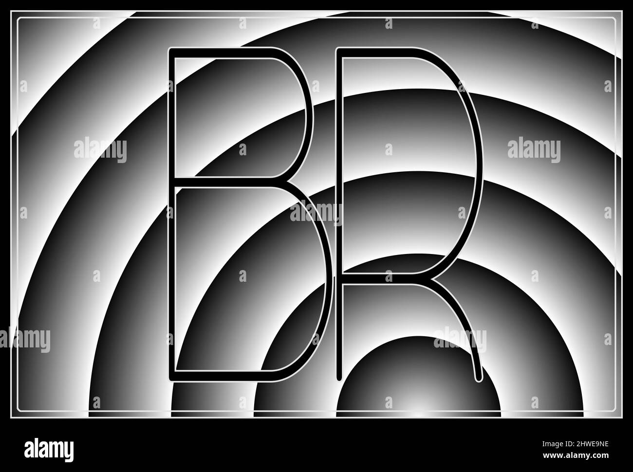 Signature with the two capital letters BR , contur Stock Photo - Alamy