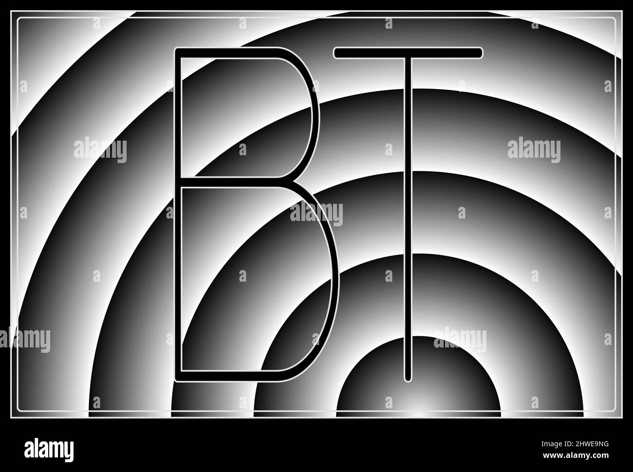 Signature with the two capital letters BT , contur Stock Photo - Alamy