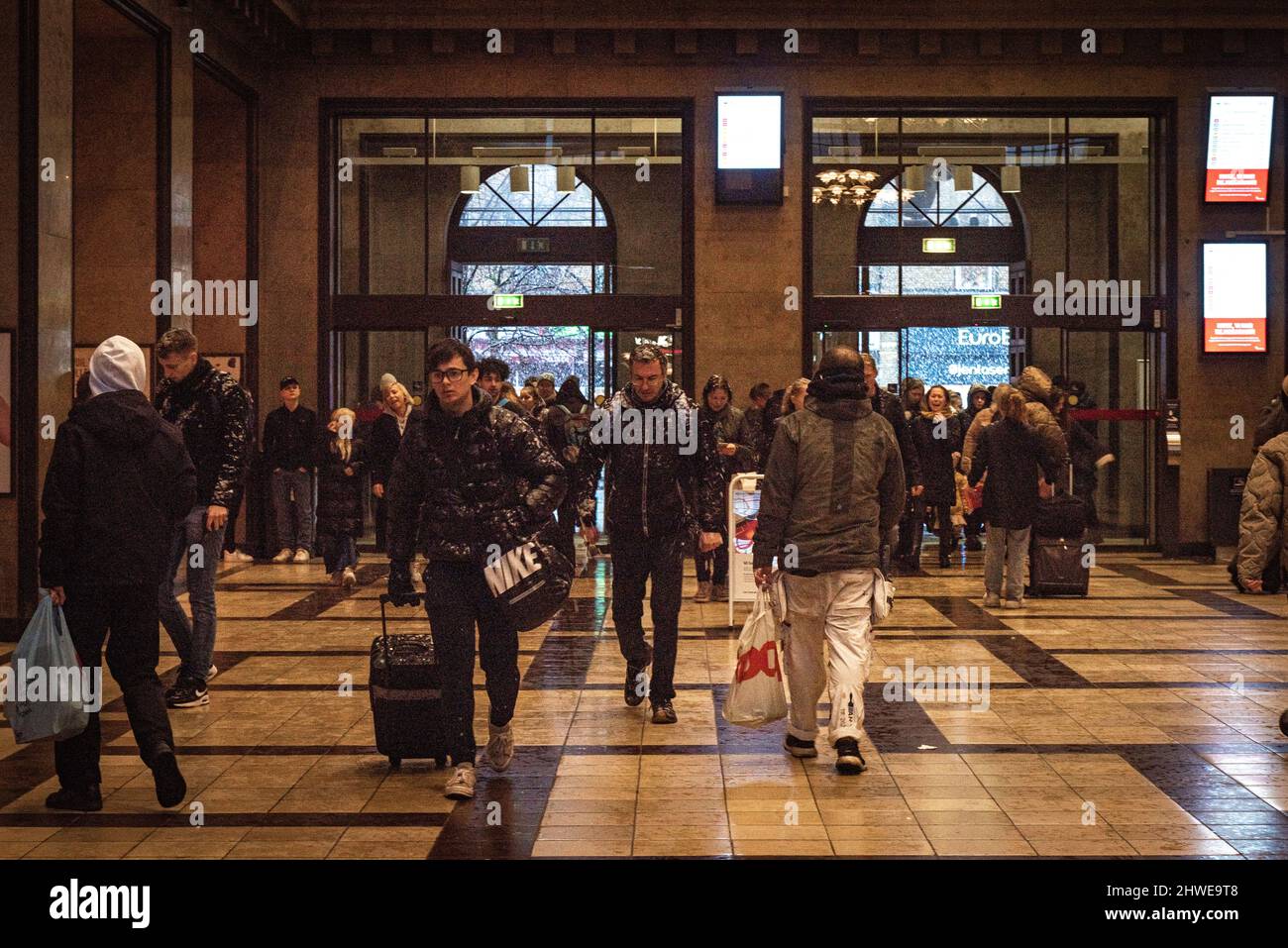 inside train station crowds Aarhus Denmark Stock Photo - Alamy