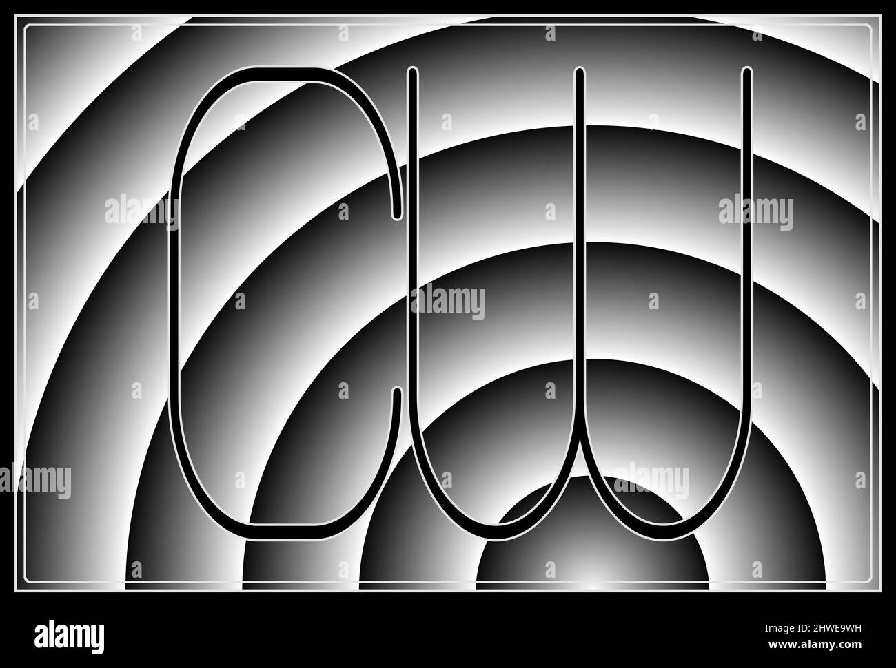 Signature with the two capital letters CW , contur Stock Photo - Alamy
