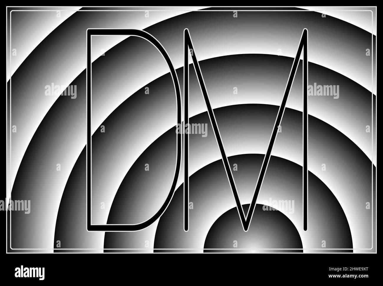 Signature with the two capital letters DM , contur Stock Photo - Alamy