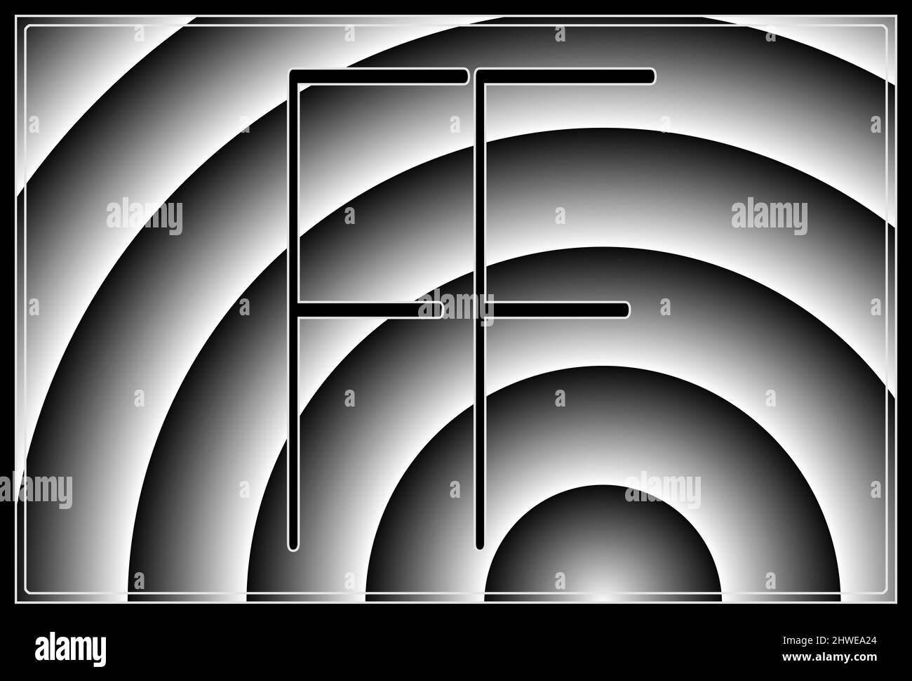 Signature with the two capital letters FF , contur Stock Photo - Alamy