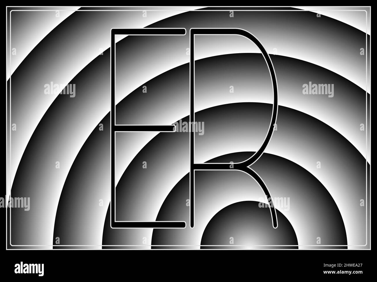 Signature with the two capital letters ER , contur Stock Photo - Alamy
