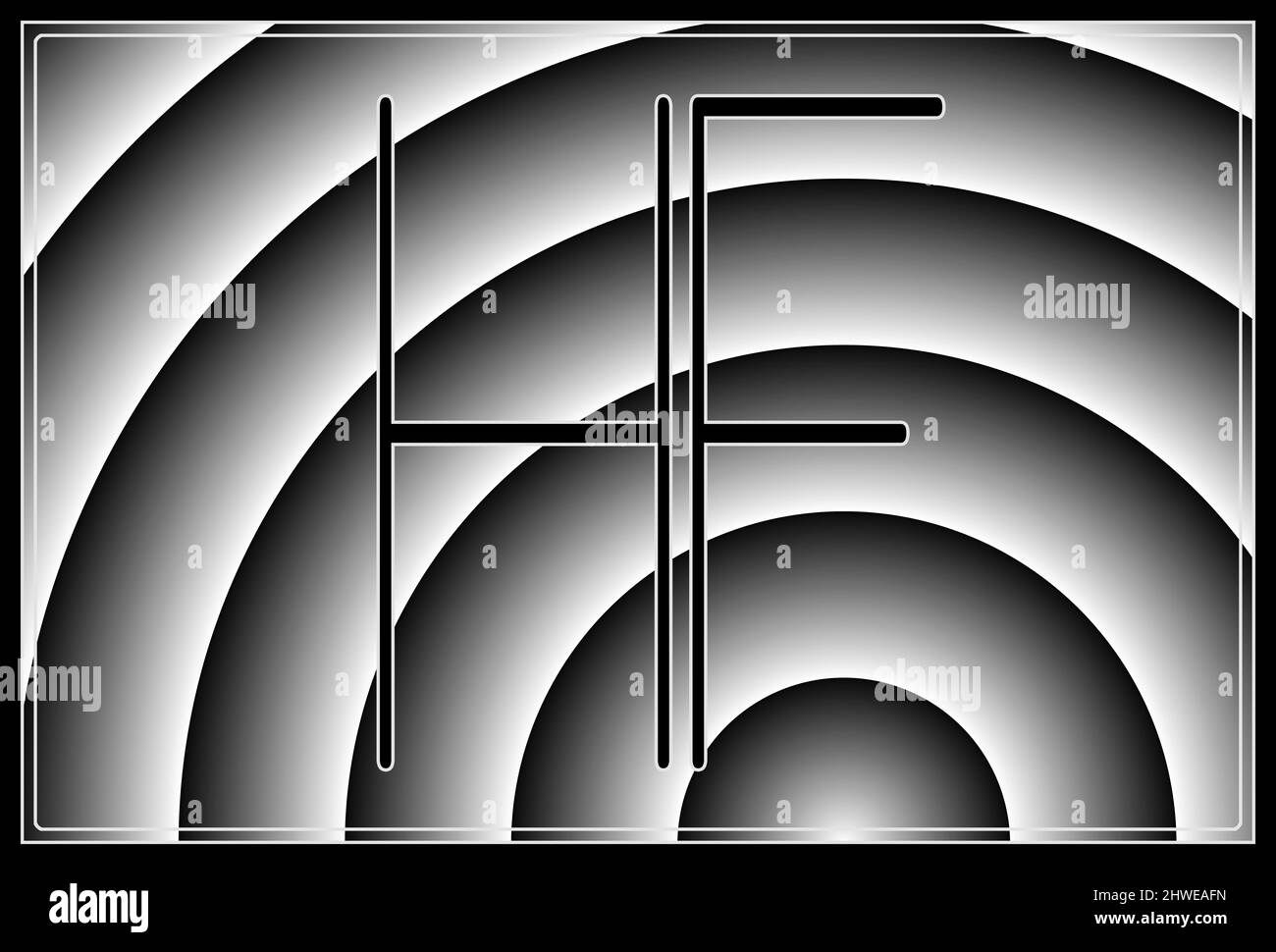 Signature with the two capital letters HF , contur Stock Photo - Alamy