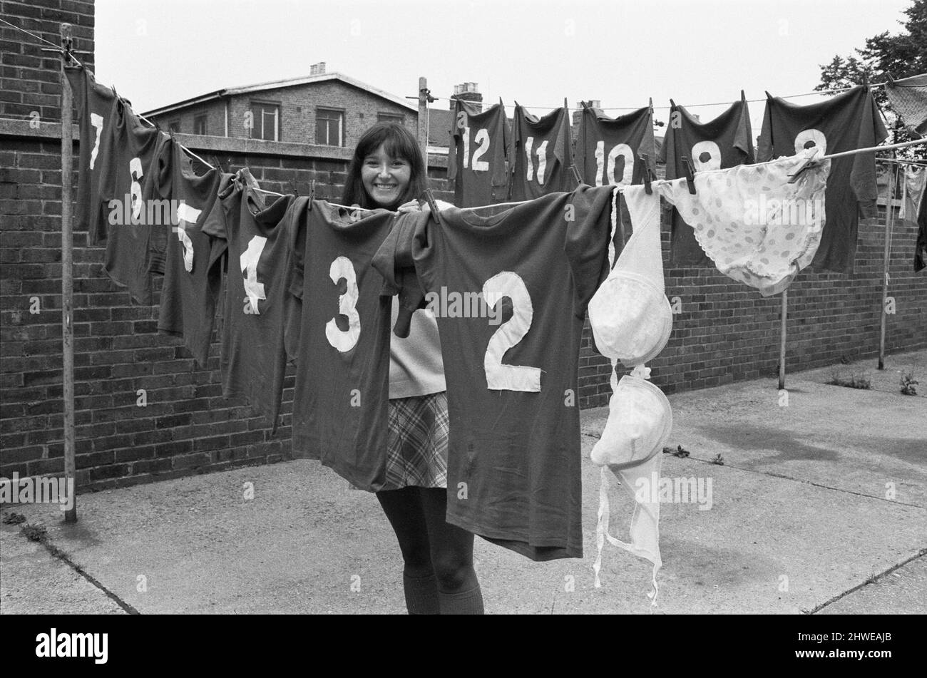 Washing day for Orient Girls football team. 27th September 1970 Stock ...
