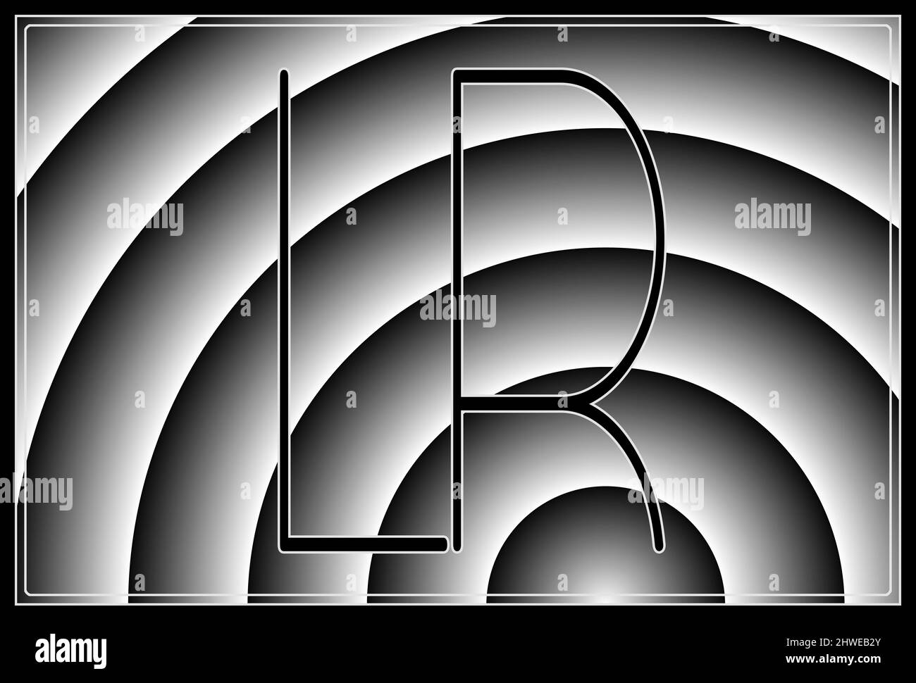 Signature with the two capital letters LR , contur Stock Photo - Alamy