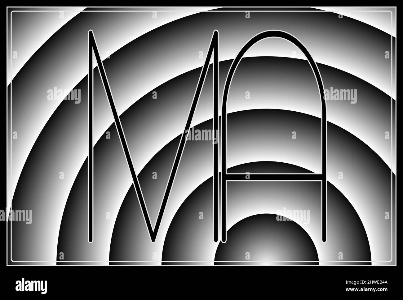 Signature with the two capital letters MA , contur Stock Photo - Alamy