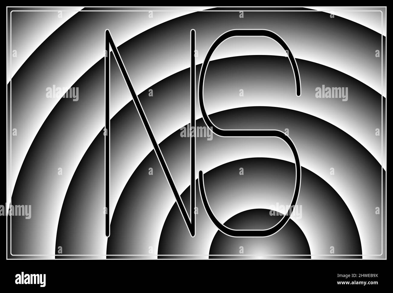 Signature with the two capital letters NS , contur Stock Photo - Alamy