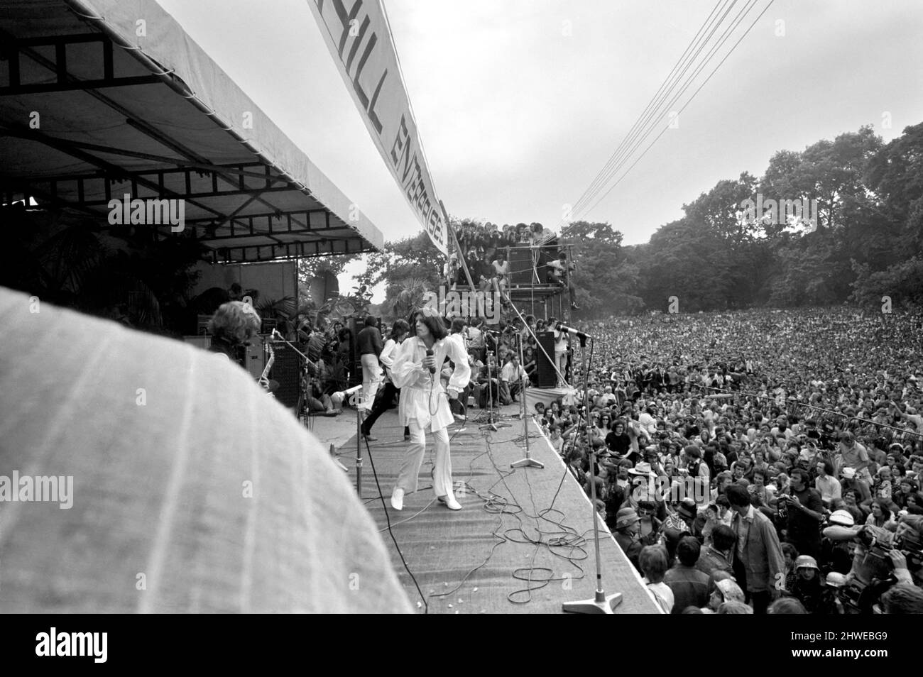 The Rolling Stones on stage at their free concert in London's Hyde Park ...