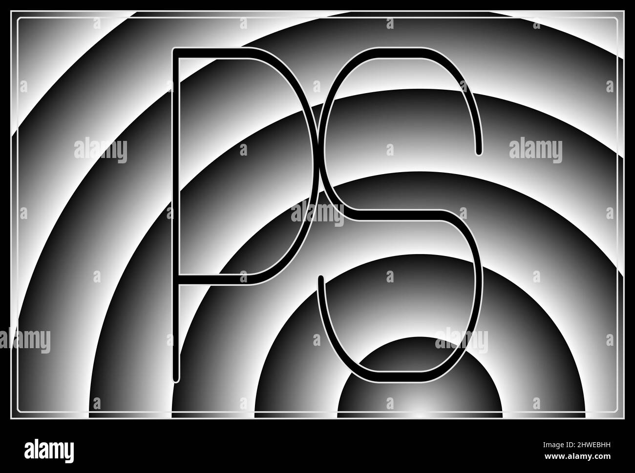 Signature with the two capital letters PS , contur Stock Photo - Alamy