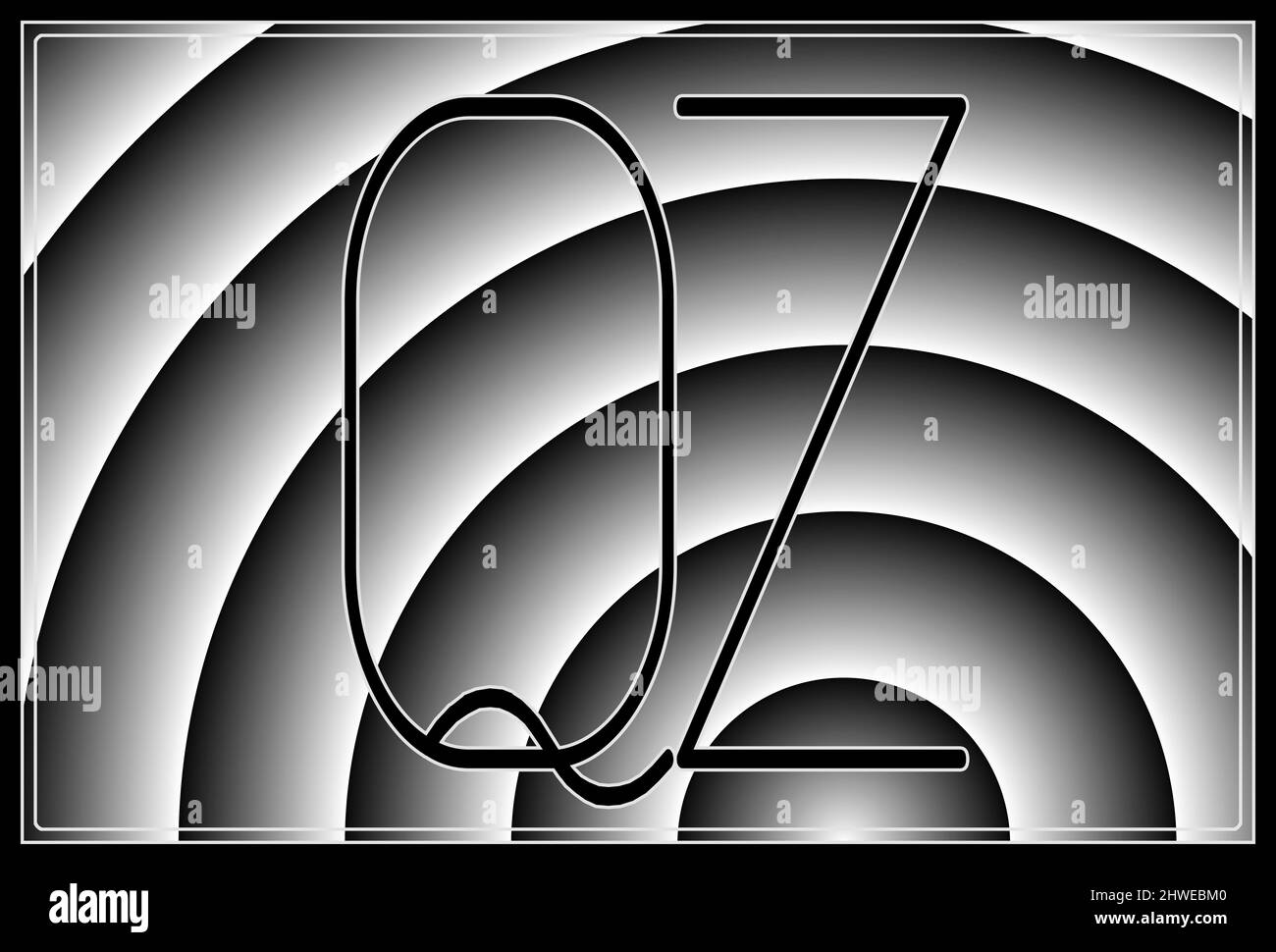 Signature with the two capital letters QZ , contur Stock Photo - Alamy