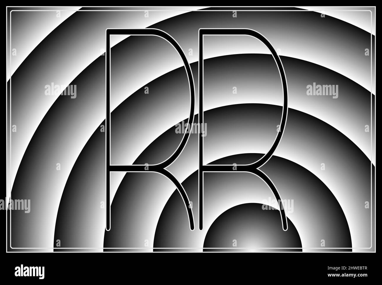 Signature with the two capital letters RR , contur Stock Photo - Alamy