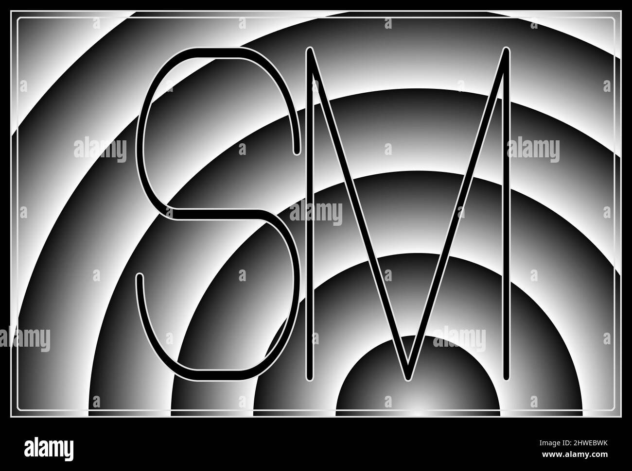 Signature with the two capital letters SM , contur Stock Photo - Alamy