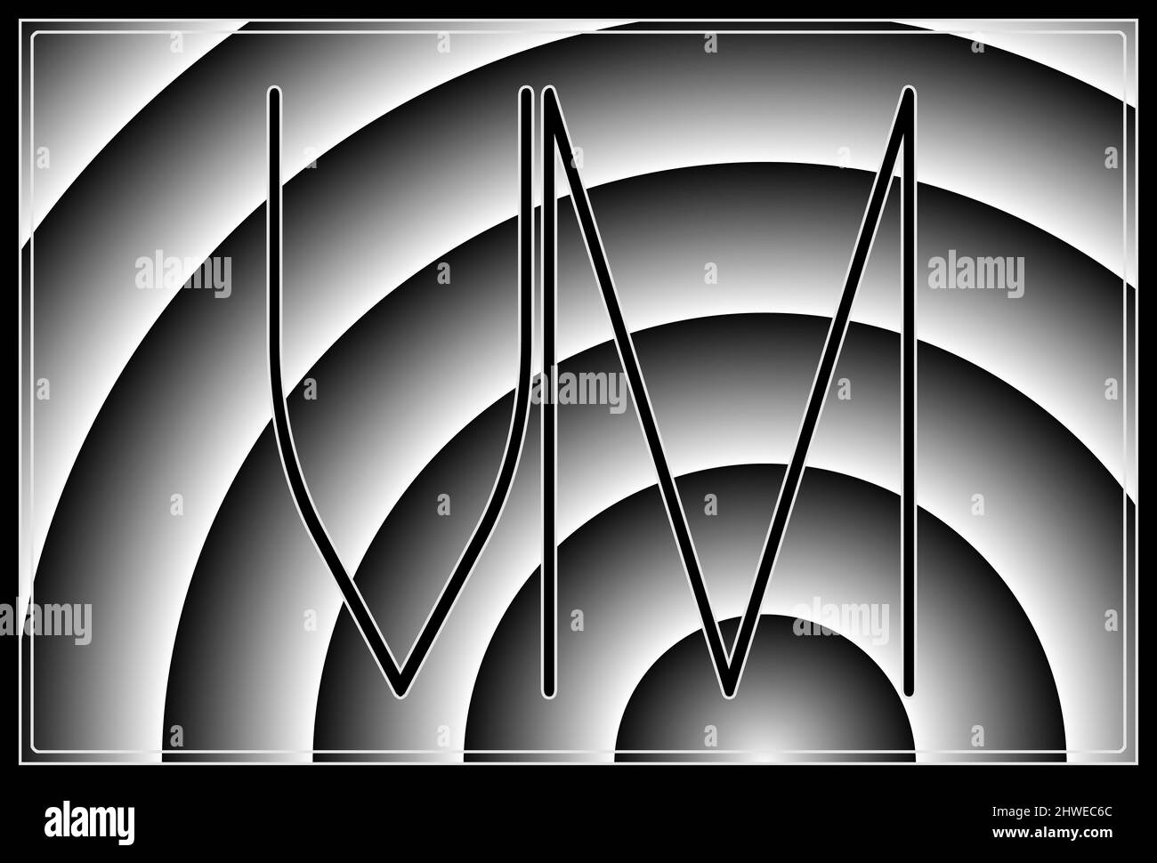 Signature with the two capital letters VM , contur Stock Photo - Alamy