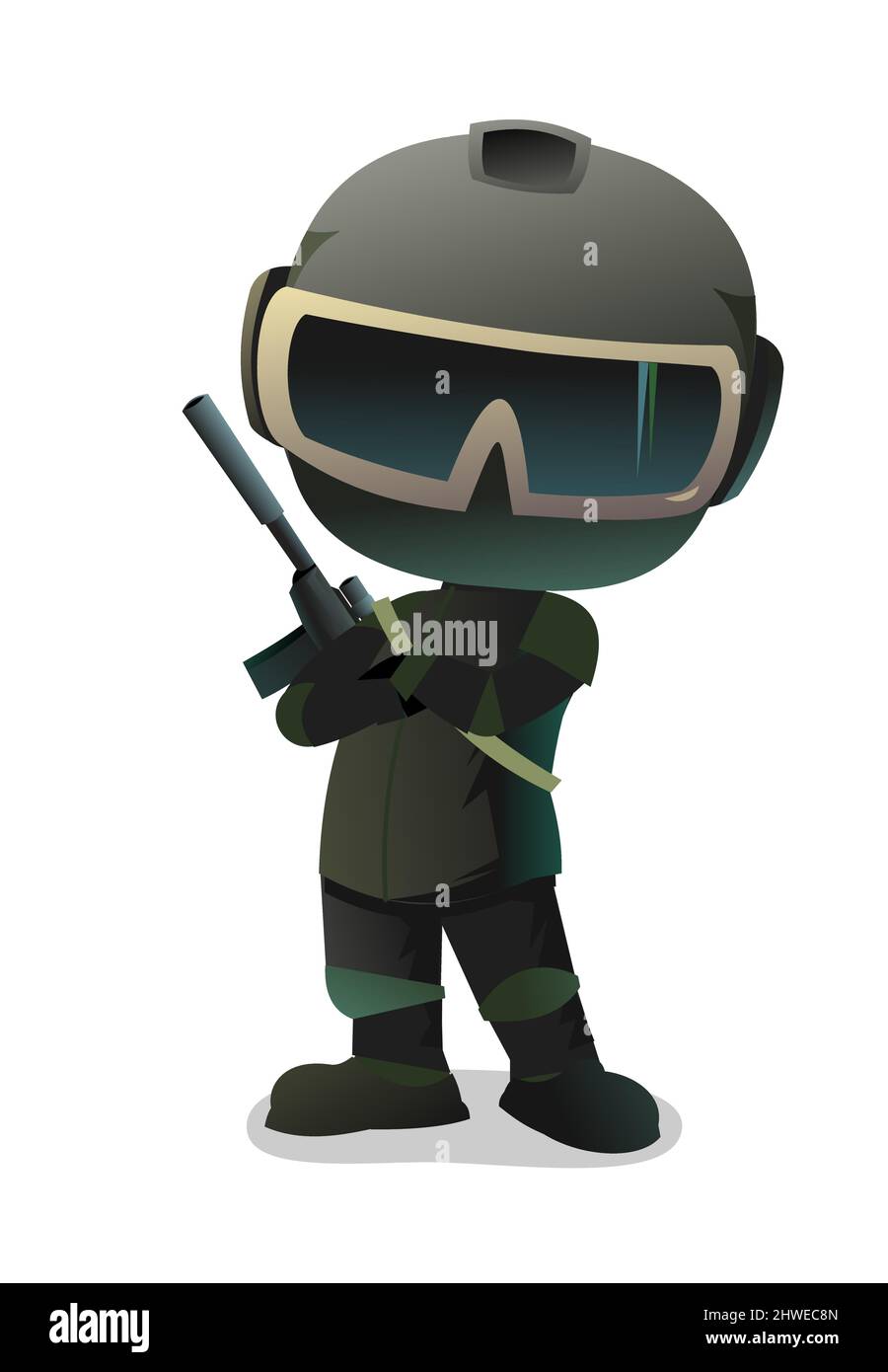 Special Forces Warrior ready to fight. Comic funny character. Helmet ...