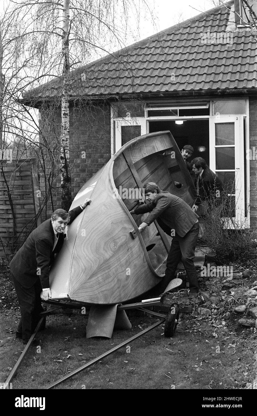 Mr Henry Fowler (left) enlists the aid of some friends to help him to ...