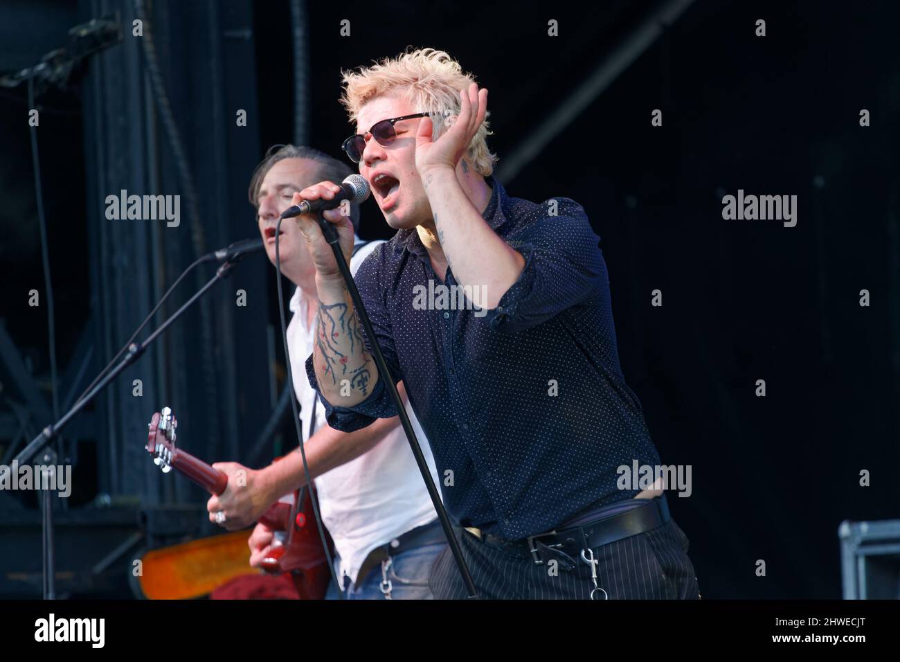 French Canadian rock singer Xavier Cafeine performs on stage in ...