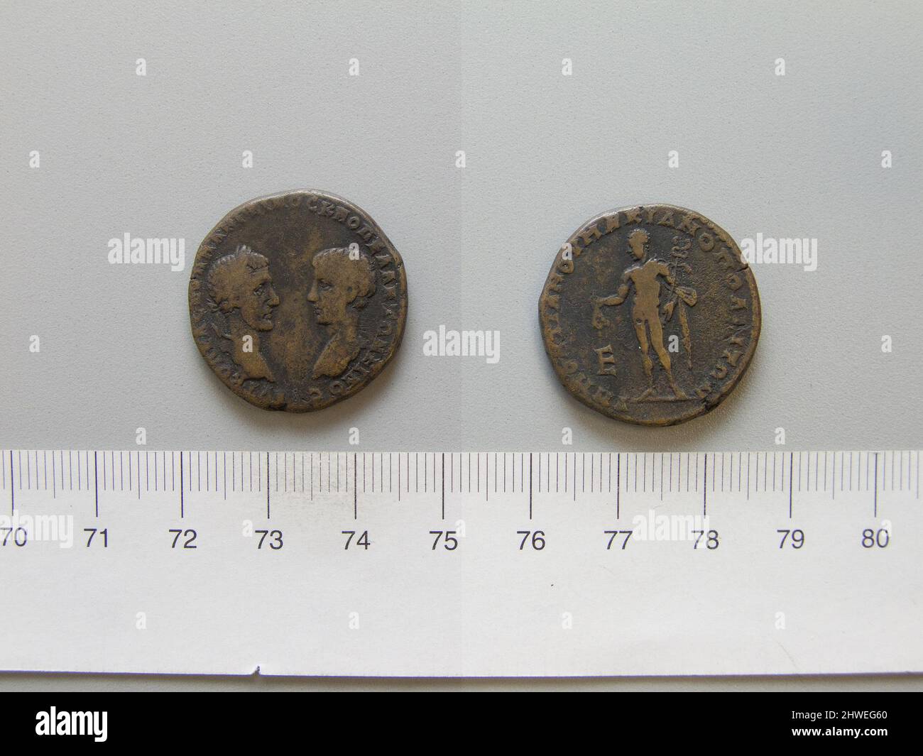 Coin of Macrinus, Emperor of Rome; Diadumenian, Emperor of the Roman ...