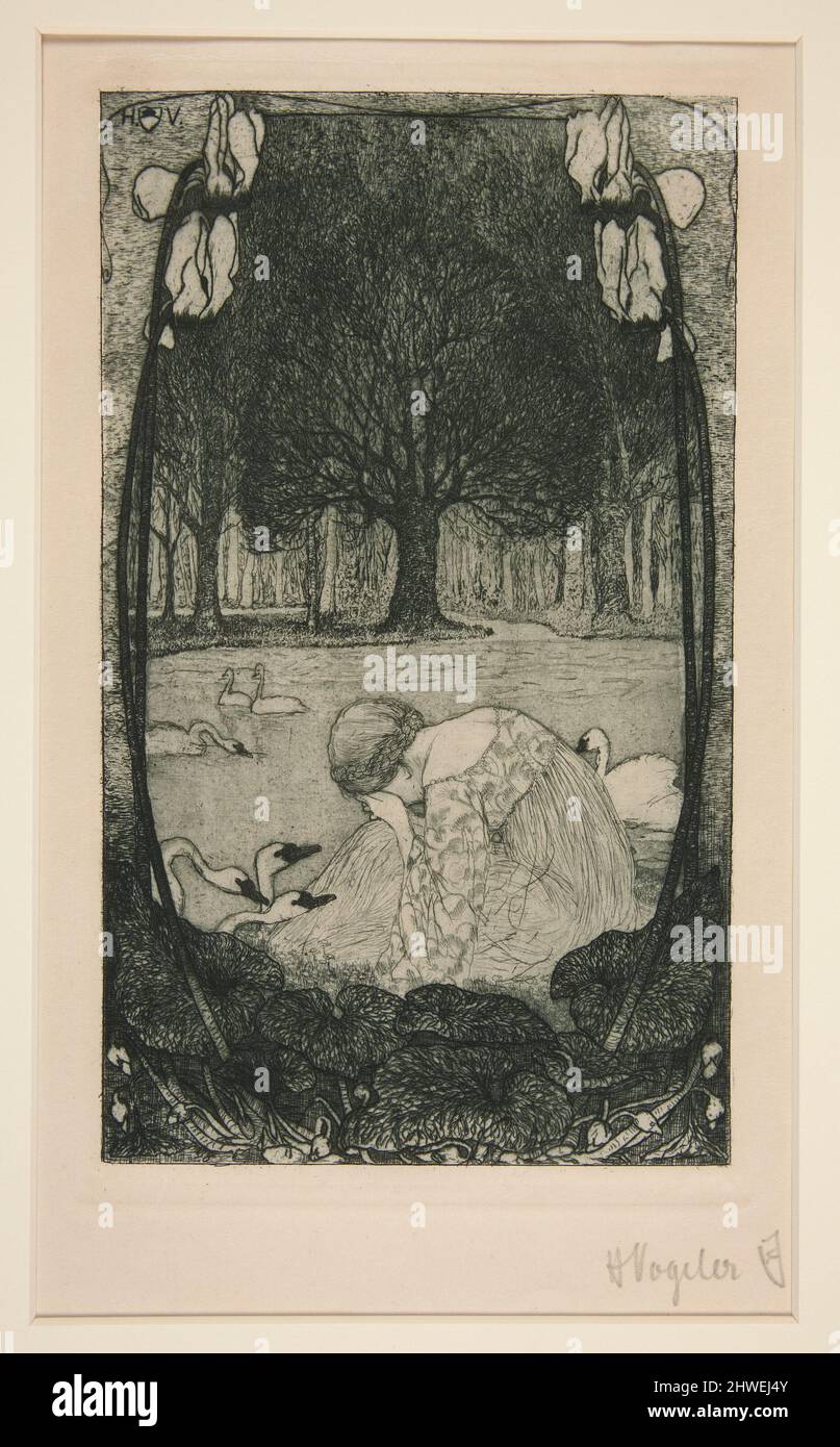 Woman Crying at Lake. Artist: Heinrich Vogeler, German, 1872–1942 Stock ...