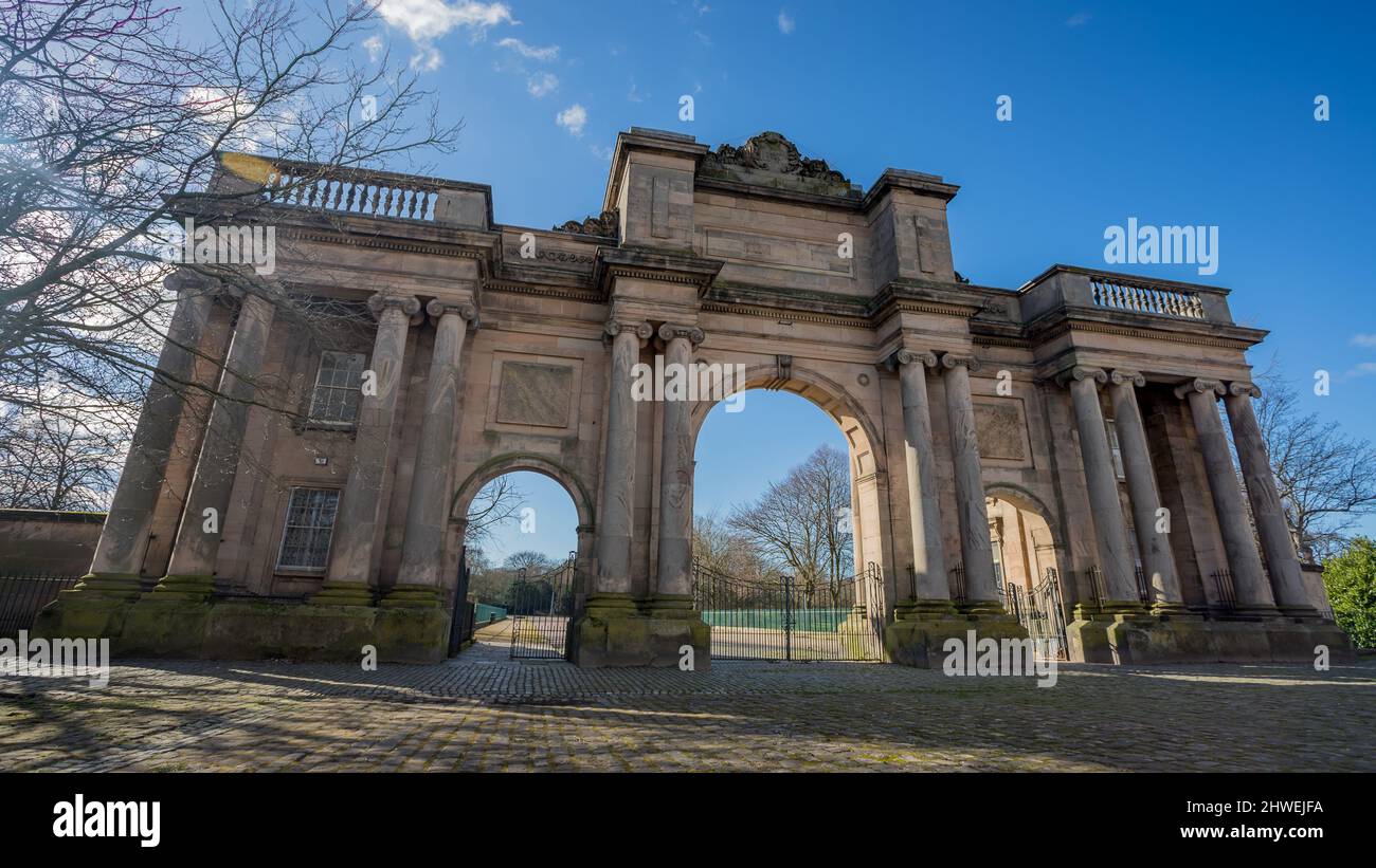 The Grand Entrance to Birkenhead Park on the Wirral captured as an HDR ...
