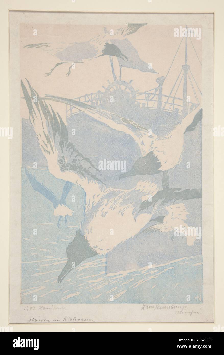 Mowen im Kielwasser. Artist: Hans Neumann, German, 1873–1957 Stock ...