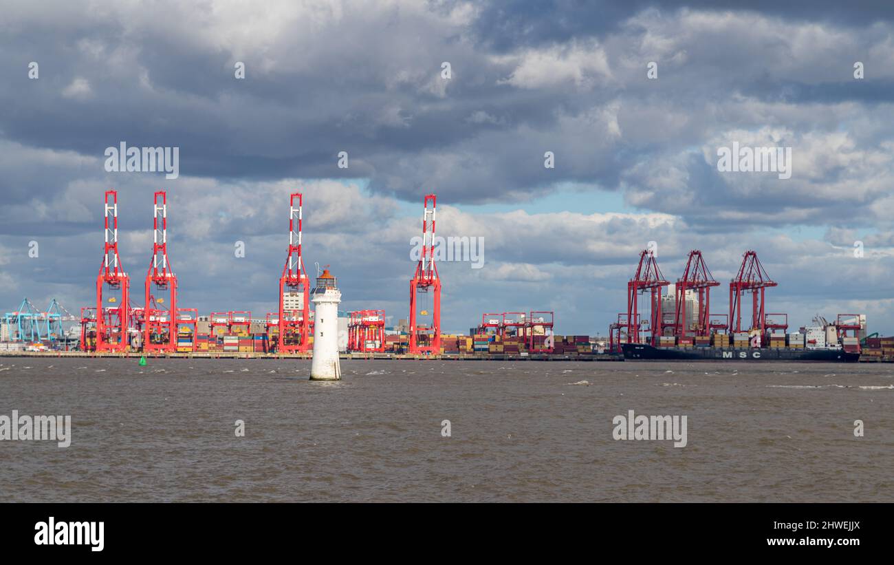 High tide around Perch Rock Lighthouse in the Mersey Estuary, pictured ...