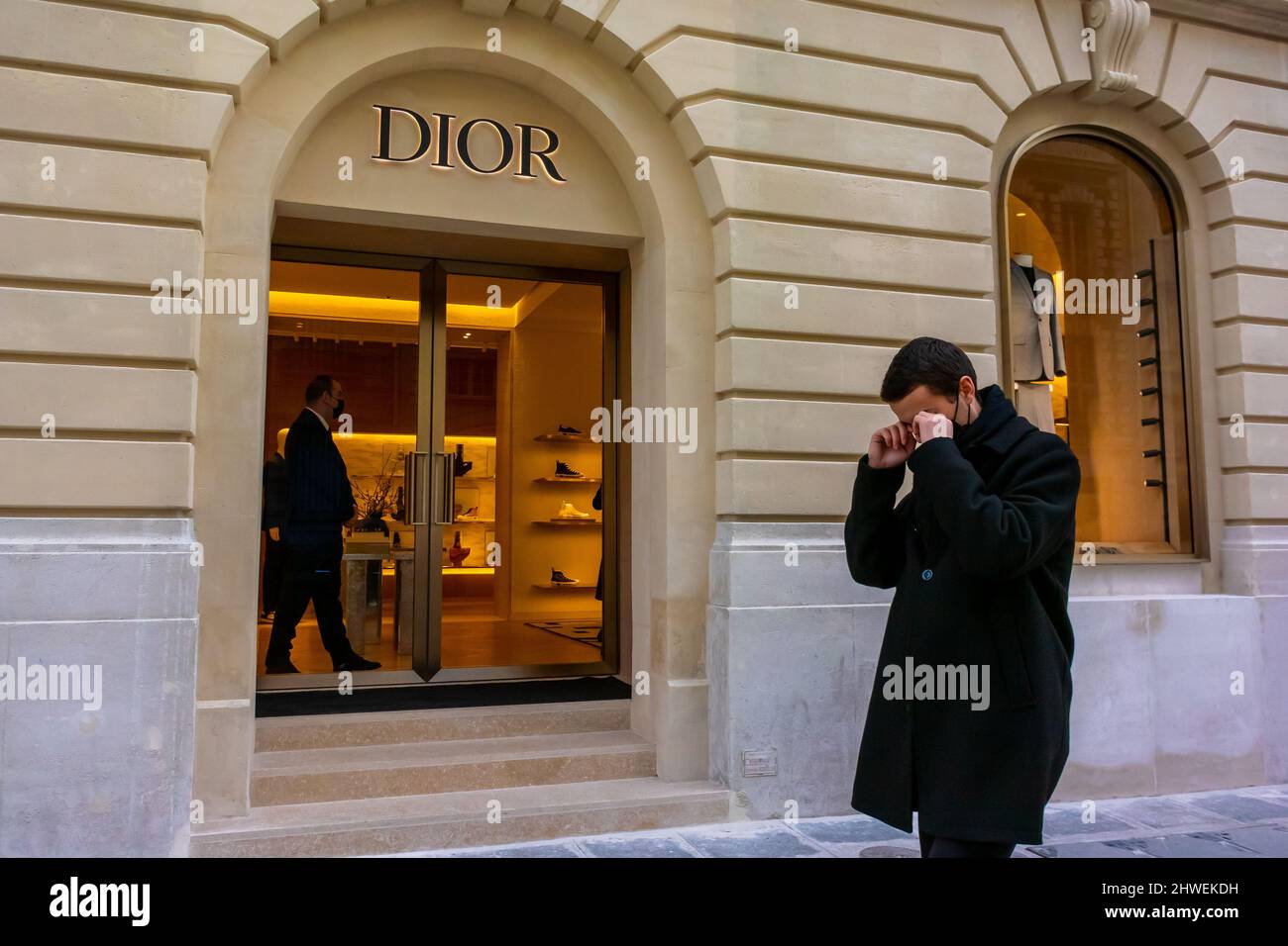 Paris, France, Christian Dior, Man Walking in Front of Building, Luxury ...