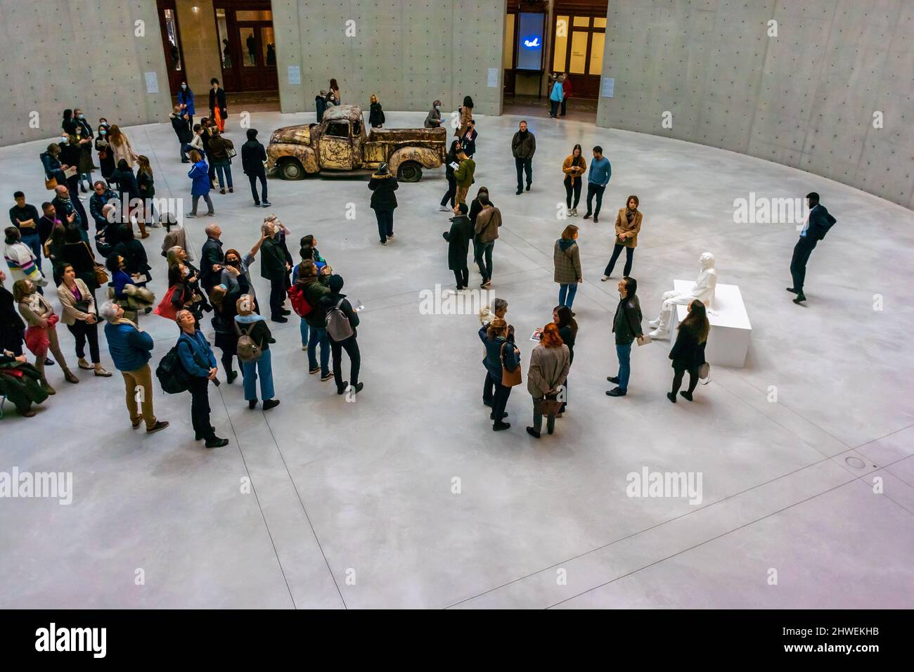 Paris, France, High Angle View, Large Crowd People Visiting New Museum ...
