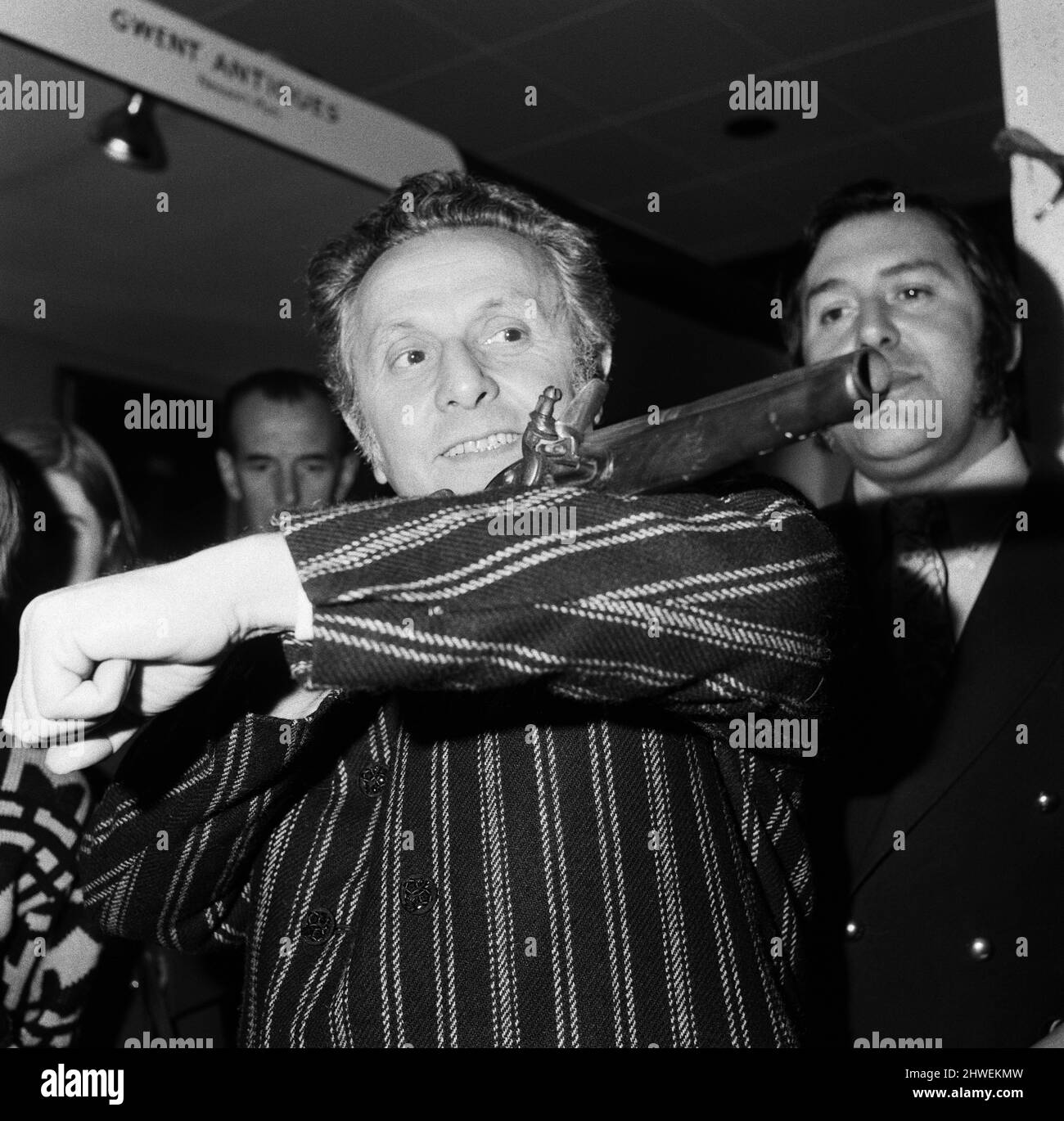 Leo Abse MP, opens the antiques fair at Angel Hotel, Cardiff, Wales ...