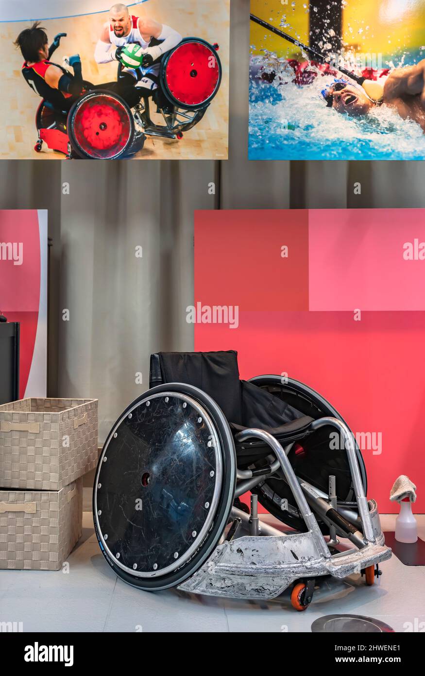 tokyo, japan - august 30 2021: Professional sports wheelchair with a ...