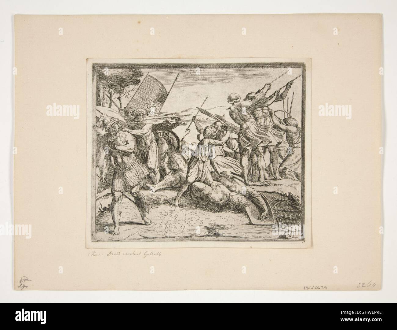 David Killing Goliath, from The Loggia Paintings. Etcher: Orazio ...