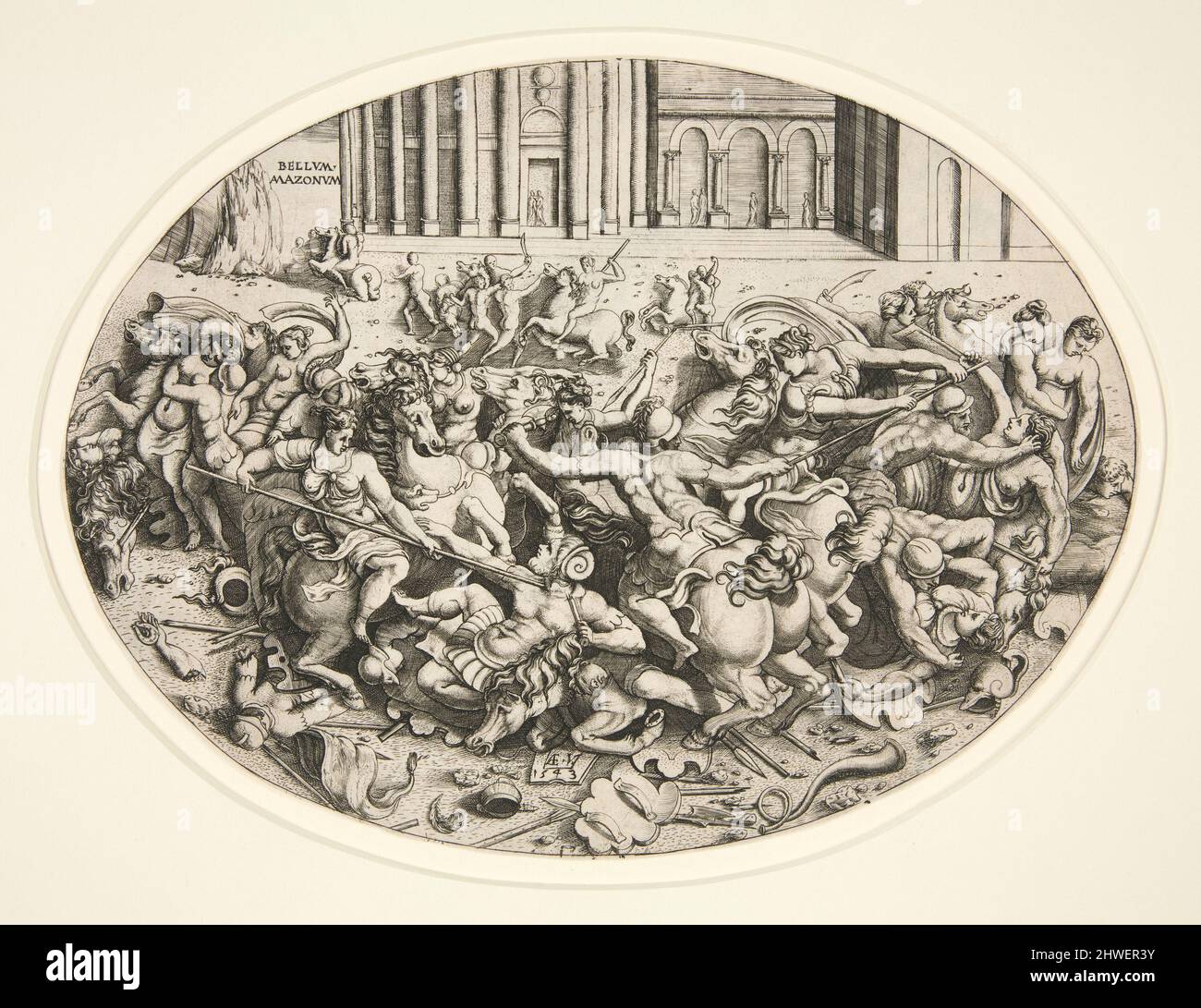 Battle of the Amazons. Artist: Enea Vico, Italian, 1523–1567 Stock ...