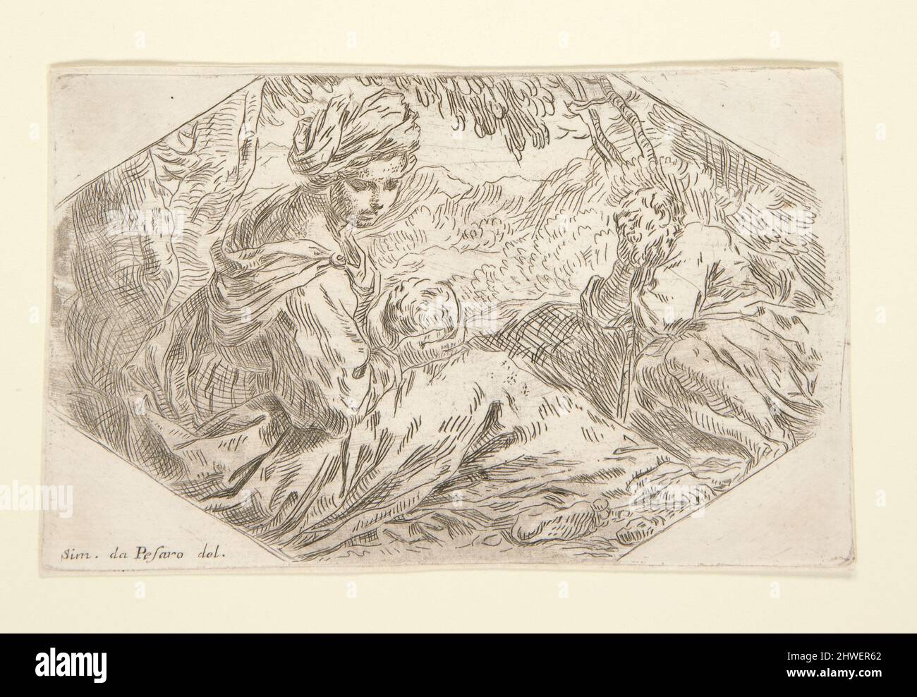 Rest on the Flight into Egypt. Artist: Simone Cantarini, Italian, 1612 ...