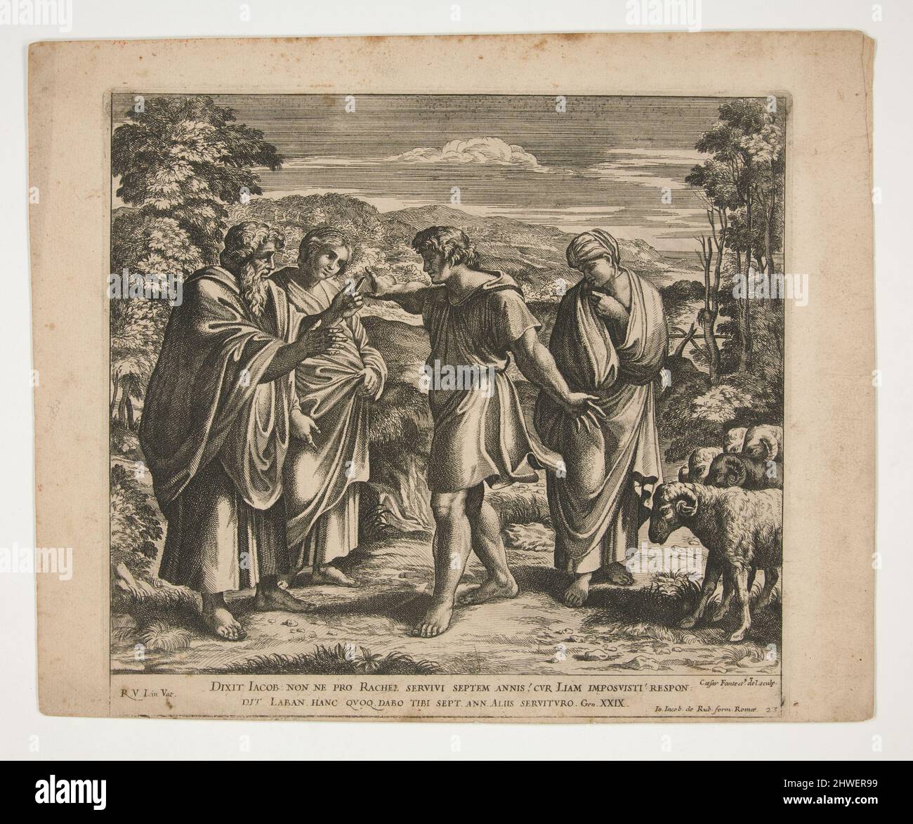 Jacob Demanding the Hand of Rachel. Engraver: Caesare Fantetti, Italian ...