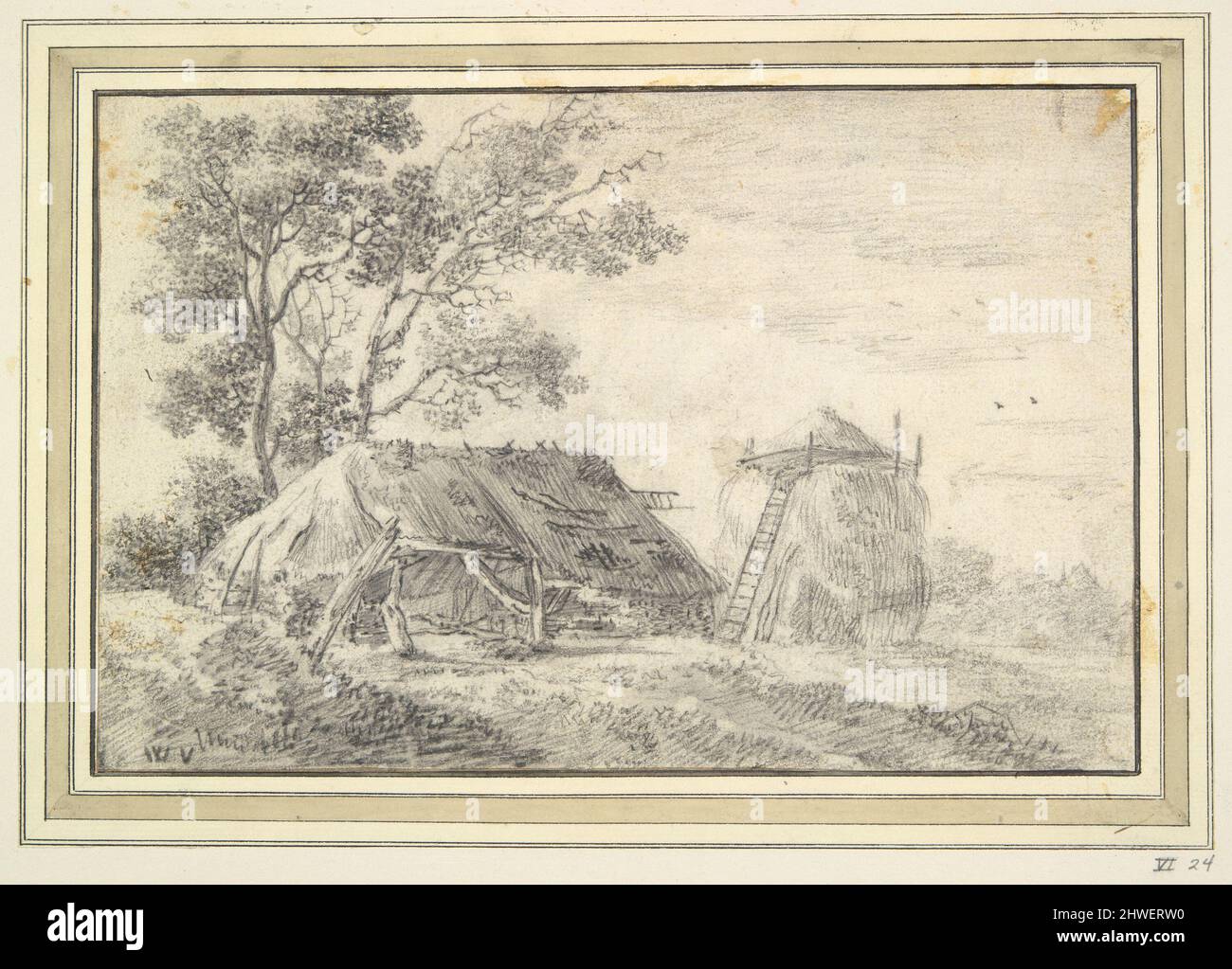 Barn and haystack. Artist: Unknown Artist, style of: Jan van Goyen ...