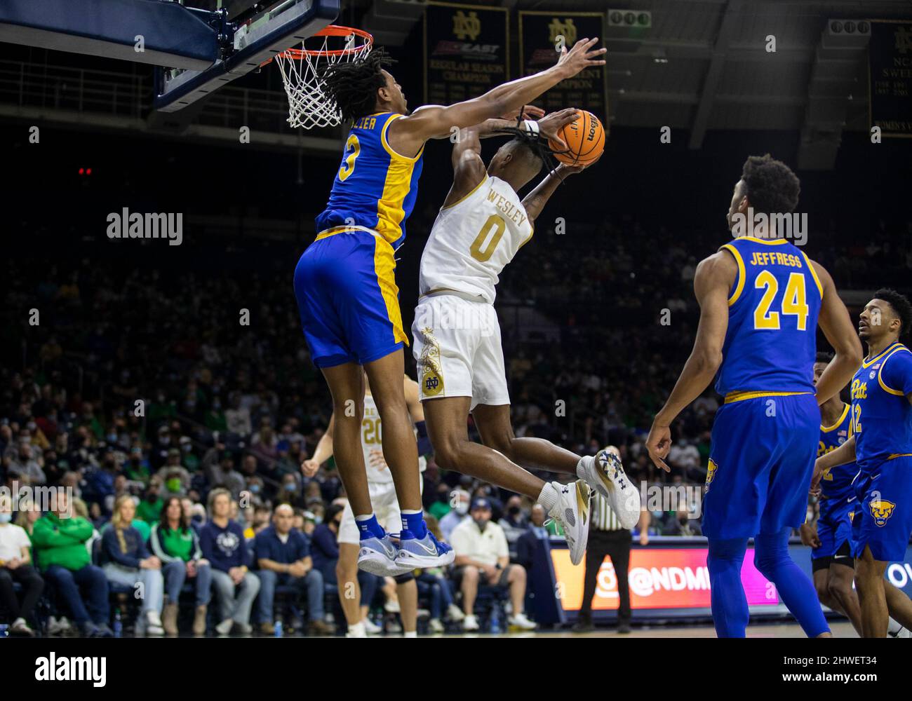 South Bend, Indiana, USA. 05th Mar, 2022. Notre Dame guard Blake Wesley ...