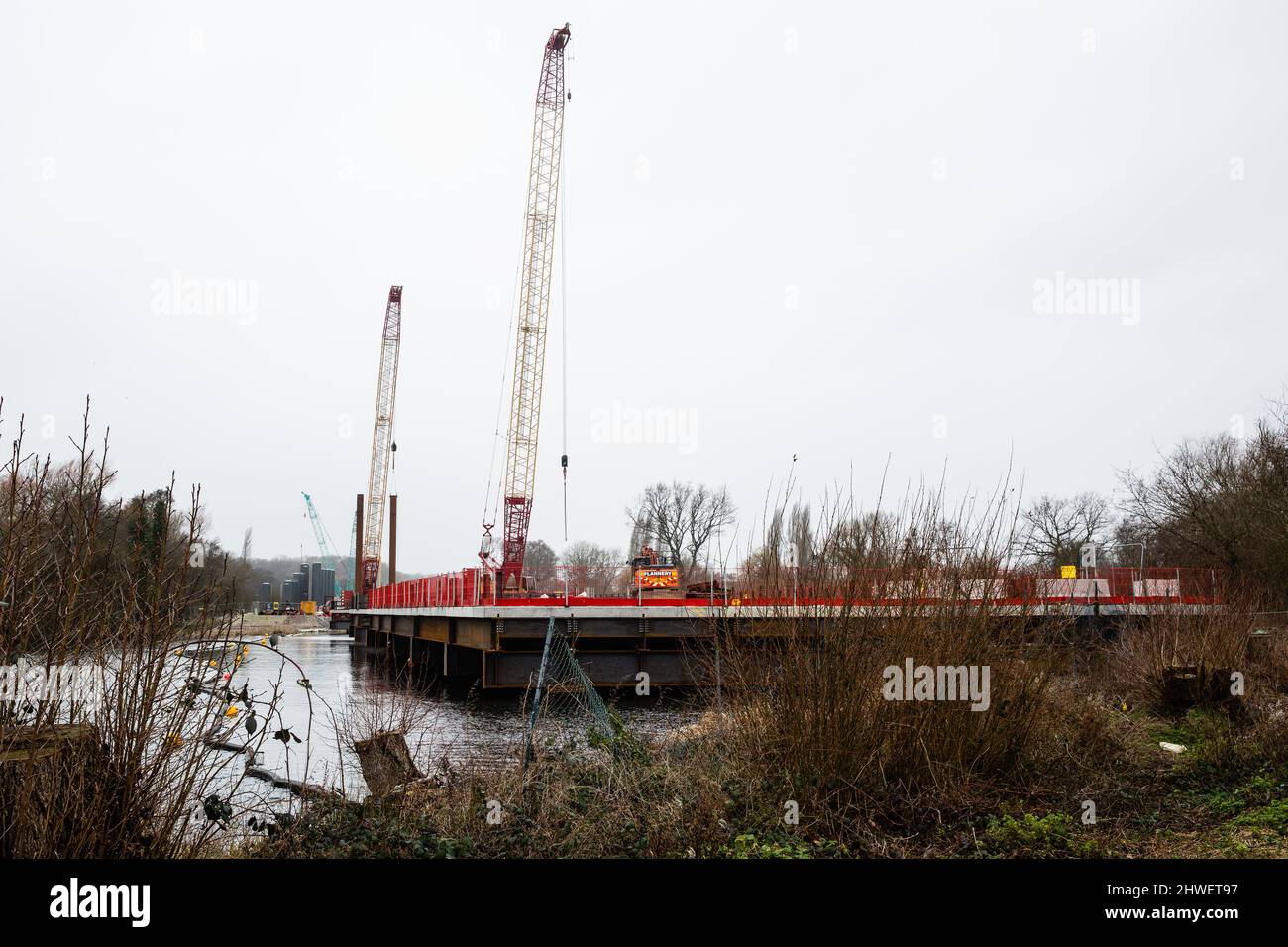 Harefield, UK. 16th February, 2022. Preparatory works for the HS2 high-speed rail link are ...