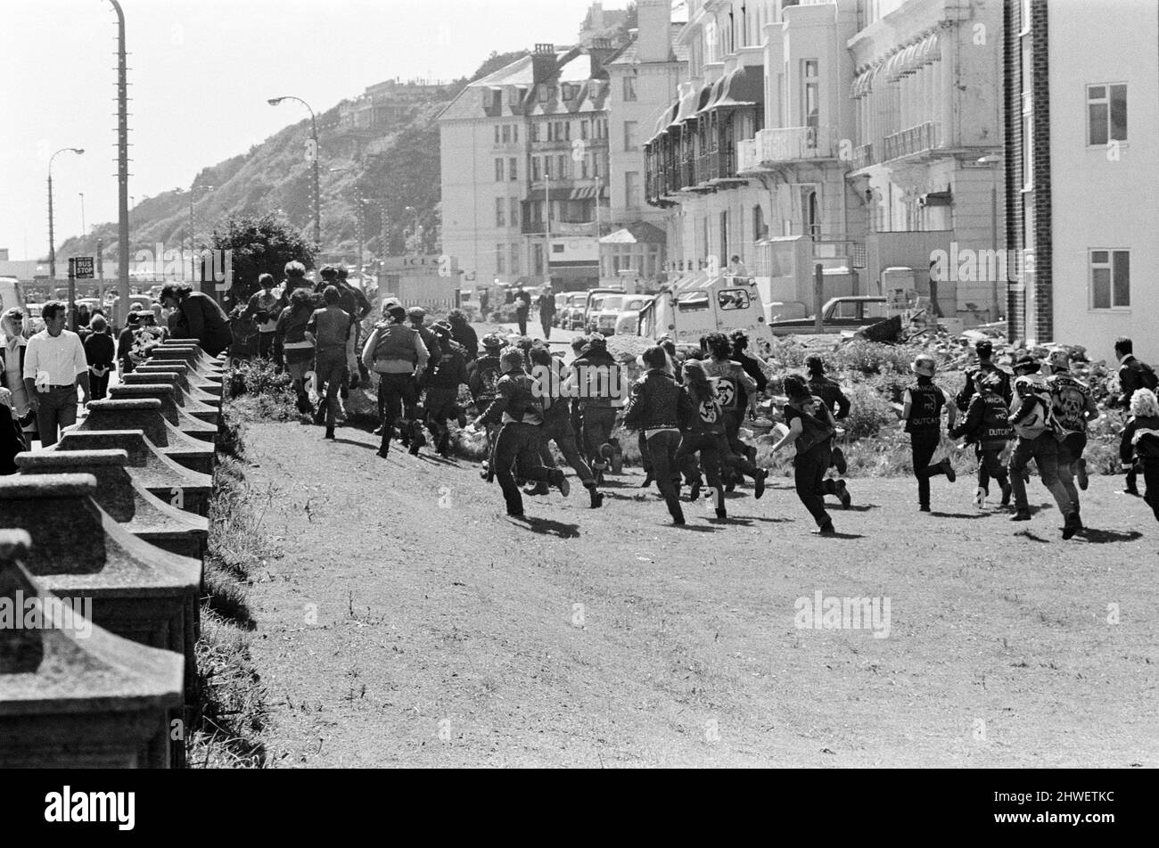 Motor cycle rowdies in Folkestone. Pictured, running through the ...