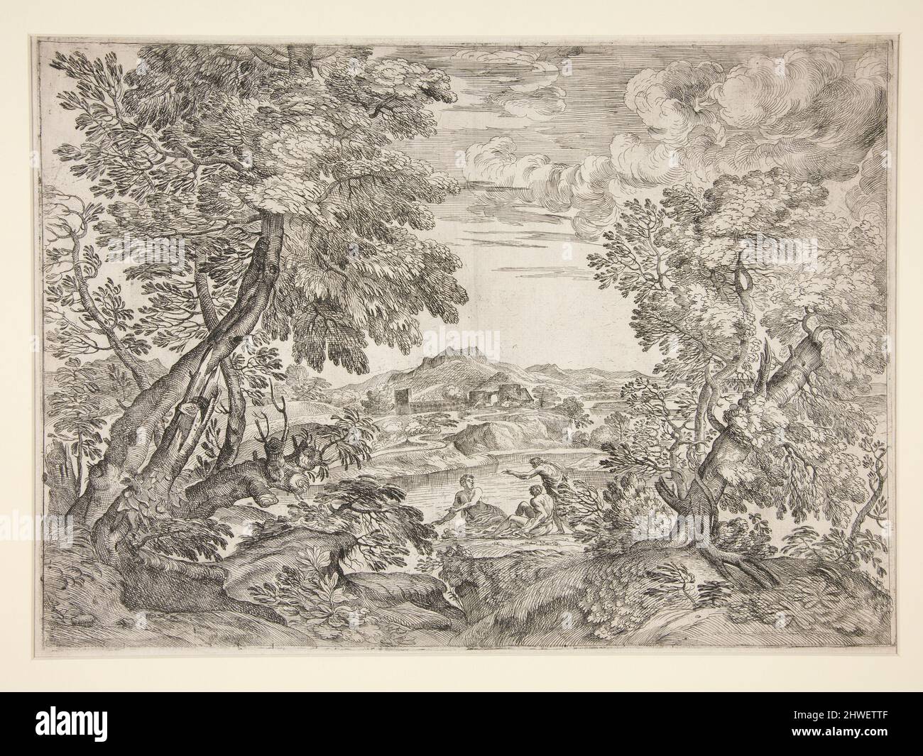 Landscape with Three Men by a River. Artist: Giovanni Francesco ...