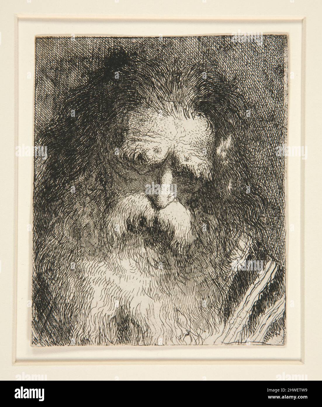 Old man seen from the front, plate 21 from the series Raccolta di teste ...