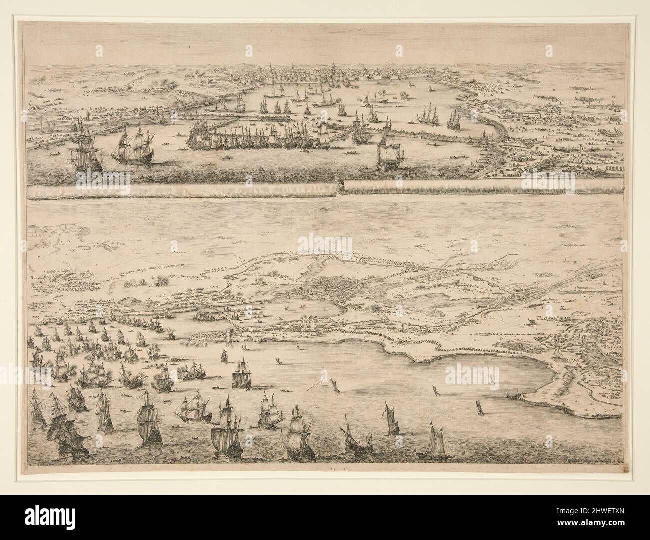 Plan du siege de la Rochelle, en 1628. Artist: Stefano Della Bella ...