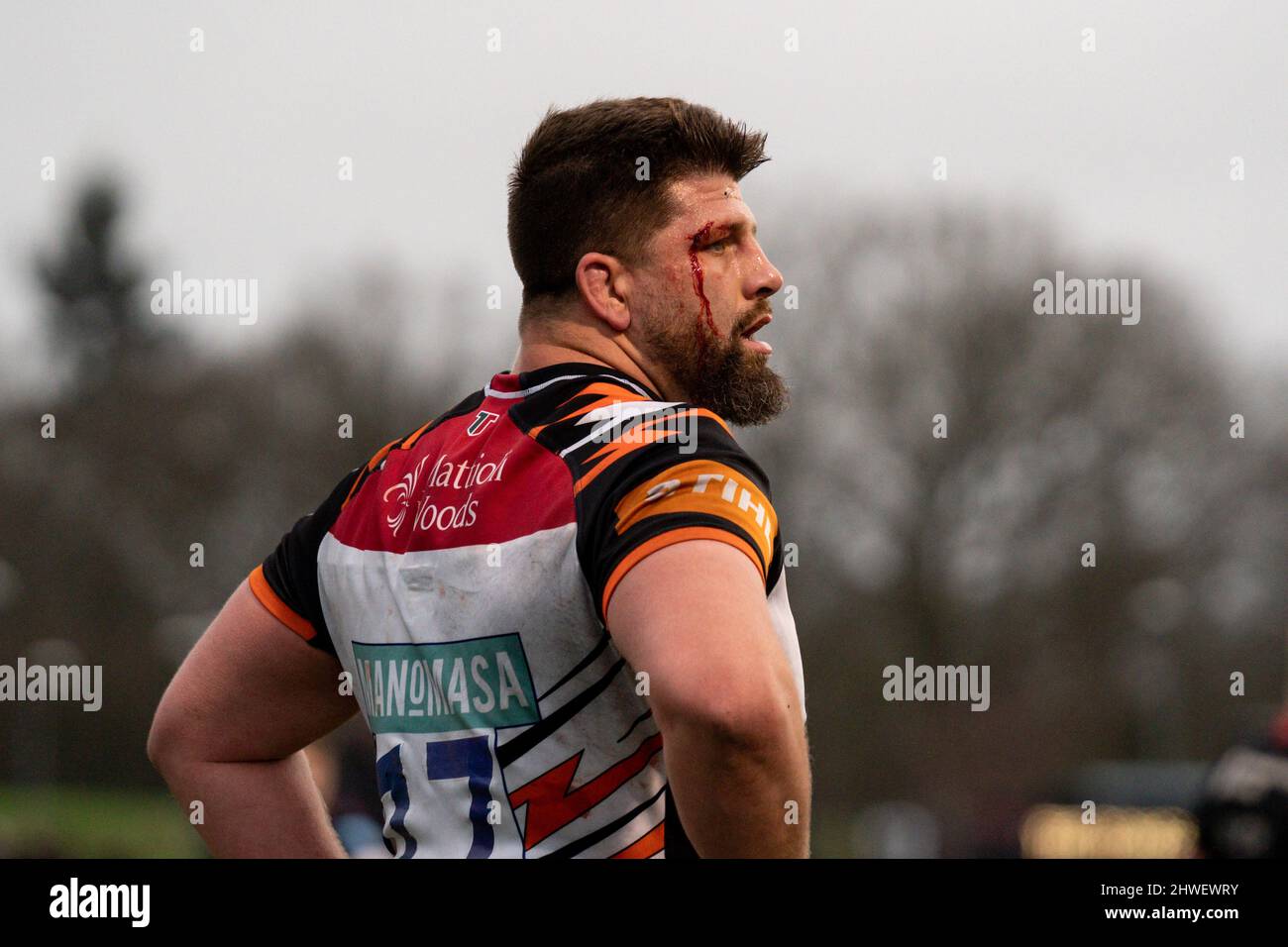 Francois Van Wyk #17 of Leicester Tigers with a cut Stock Photo - Alamy