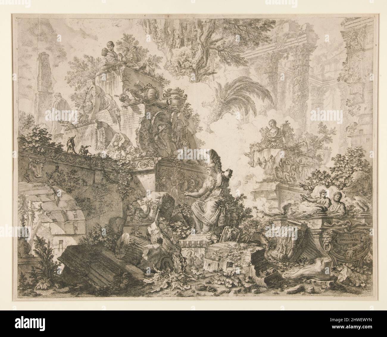 Vedute di Roma: Frontispiece with statue of Minerva. Artist: Giovanni ...