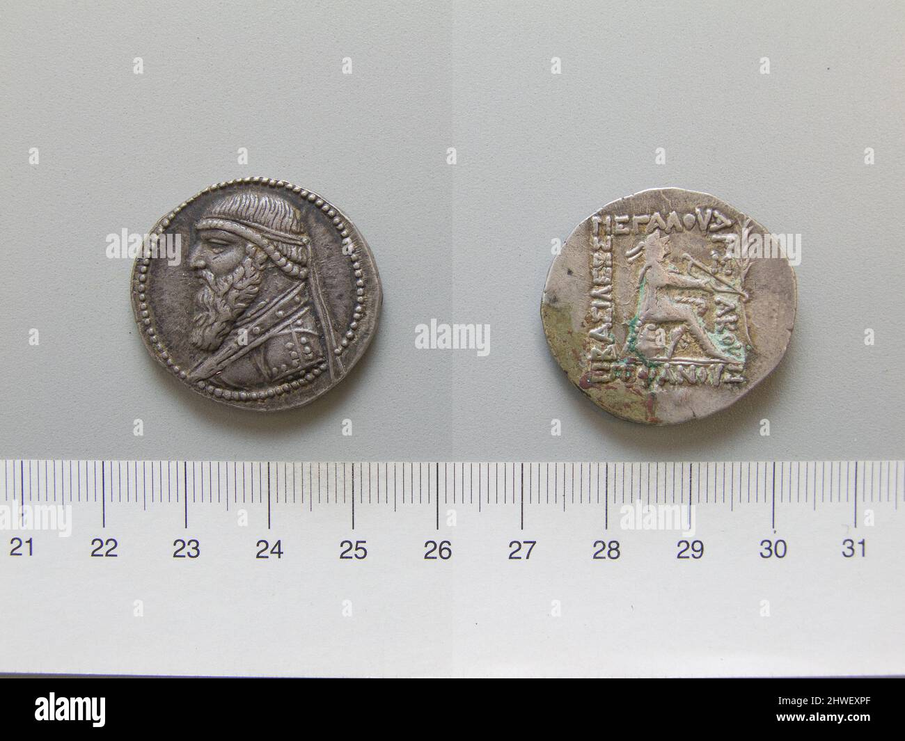 Tetradrachm of Mithradates II from Parthia. Ruler: Mithridates II of ...