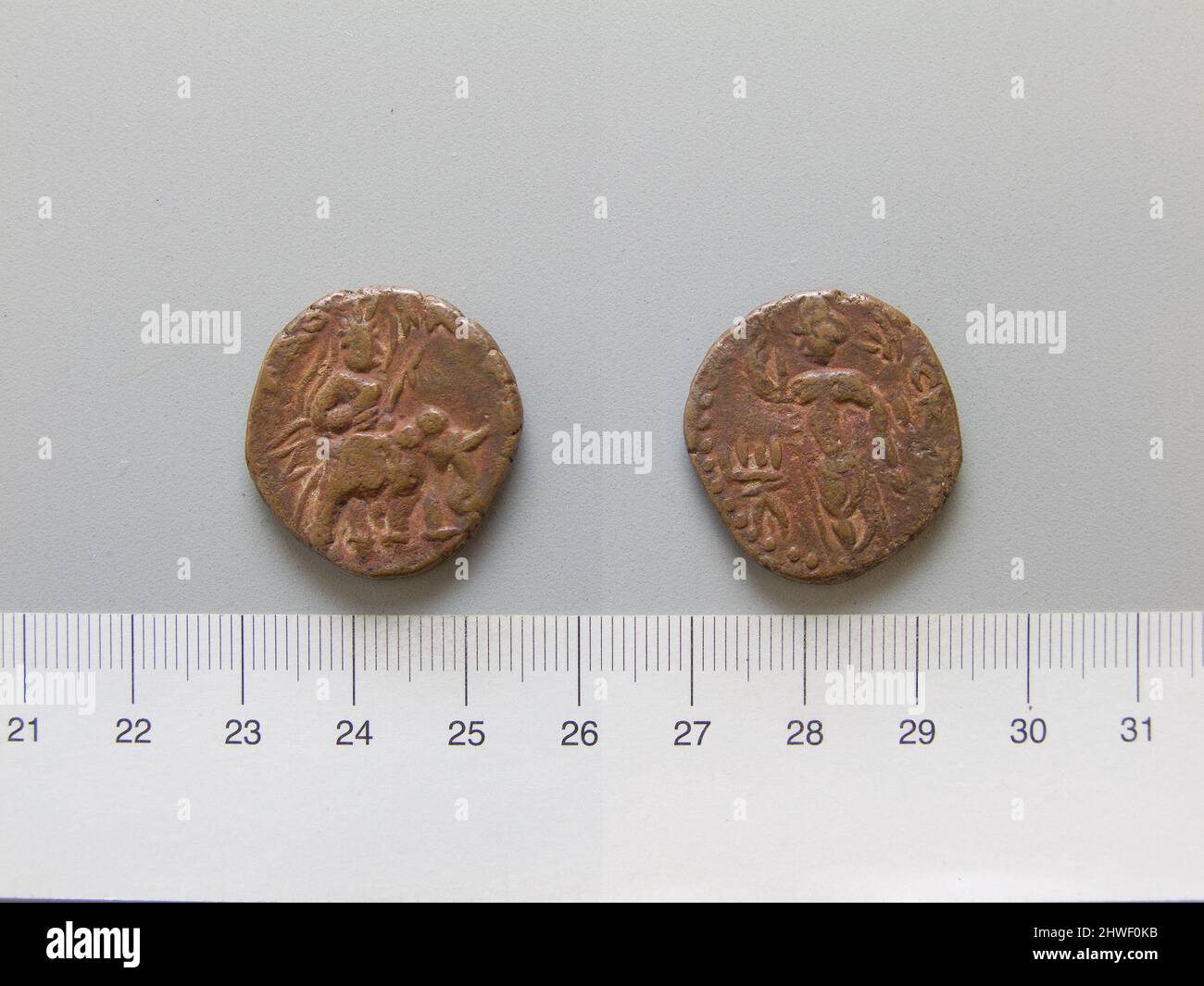 Coin of Huvishka from India. Ruler: Huvishka, Emperor of the Kushan ...