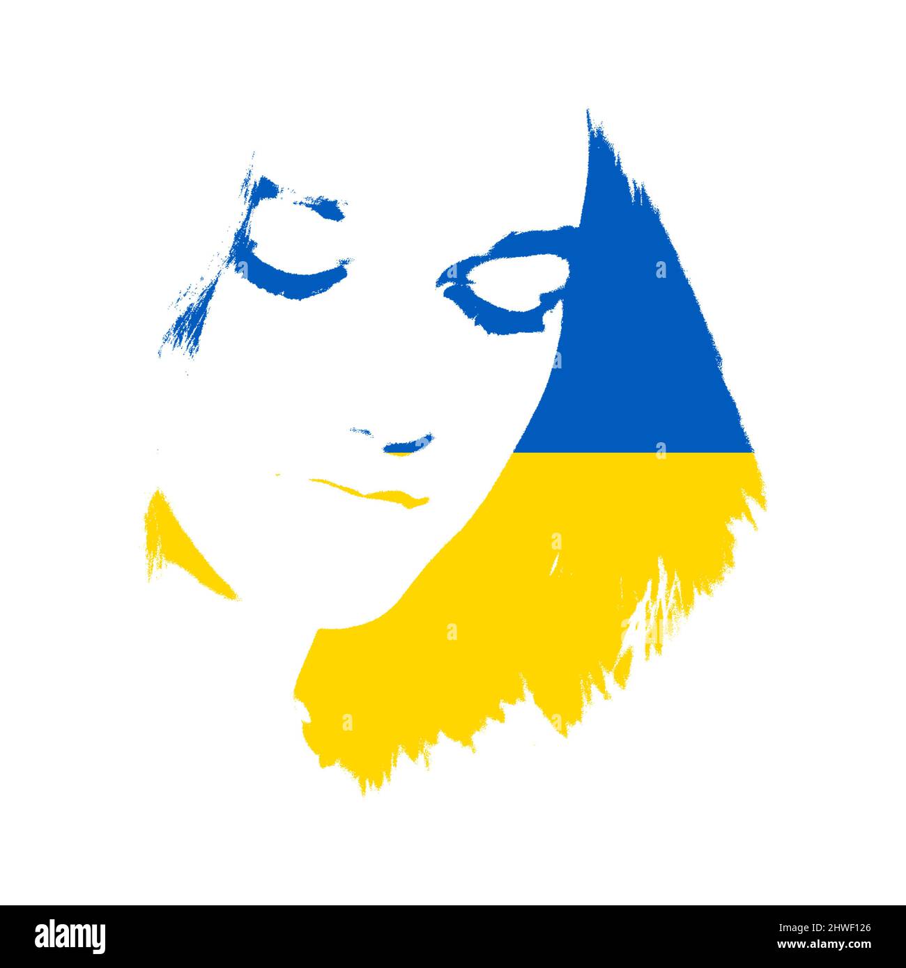 Support Ukraine. Blue and yellow colors of ukrainian flag. Portrait of ...