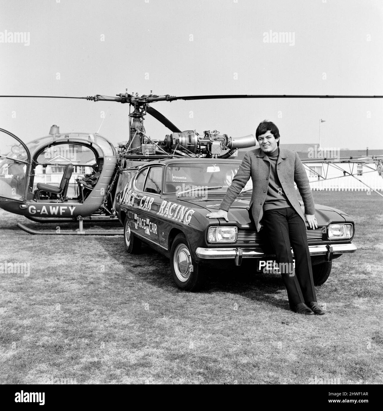 Tony Blackburn with helicopter arriving for the Radio One club at ...