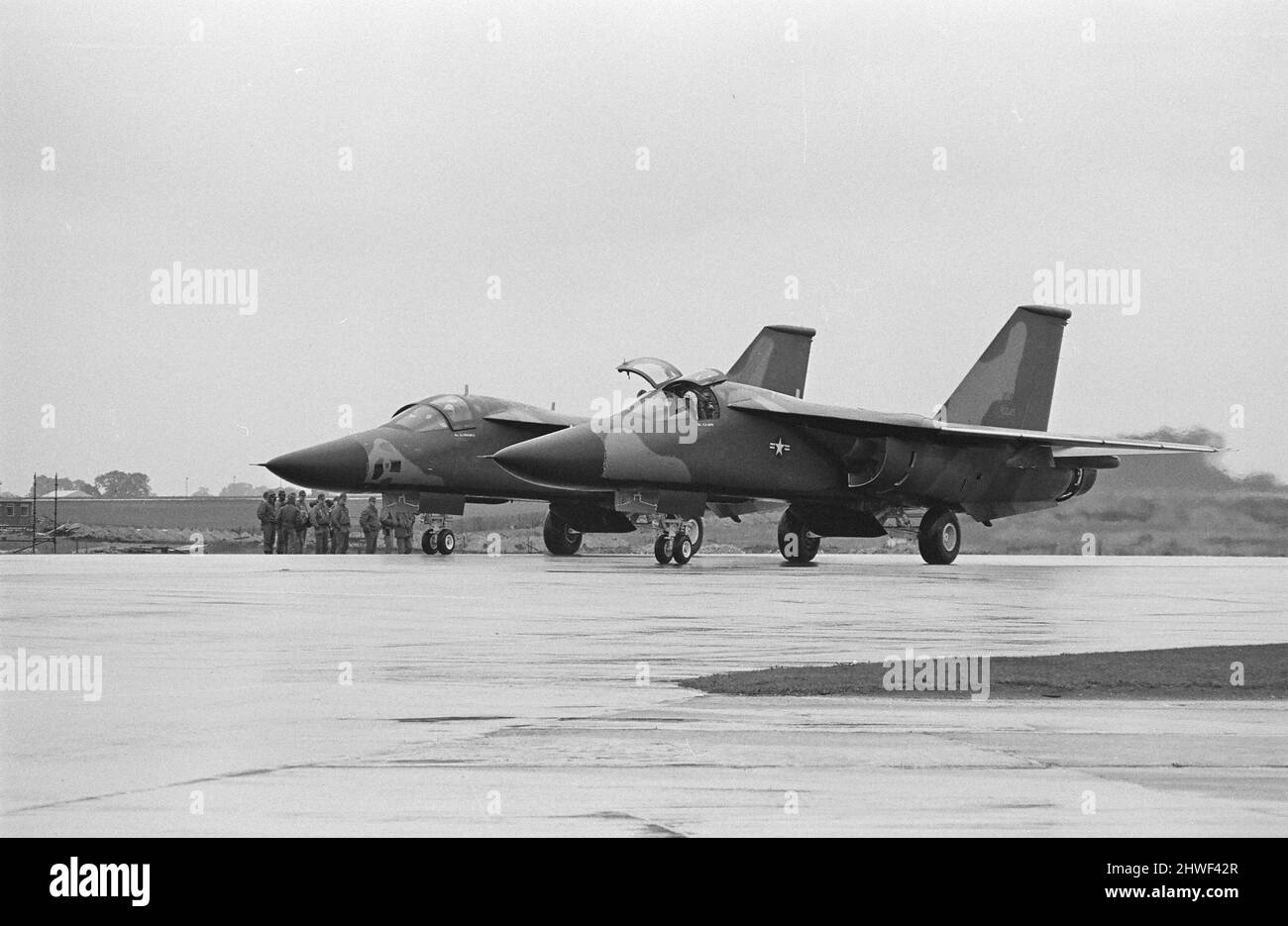Two U.S.A.F F111 aircraft fly into U.S.A.F, Heyford.Colonel G.R Smith ...